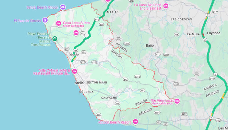 Mapa y calles, información general del municipio Rincón - Puerto Rico ...