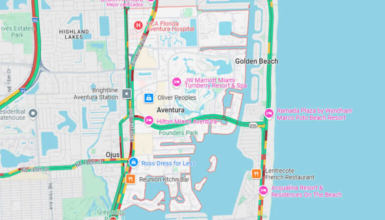 Mapa y calles, información general de Aventura (Florida) - Urbano Cotidiano