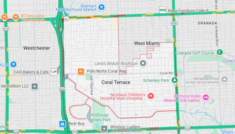 Mapa y calles, información general de Coral Terrace (Miami-Dade ...