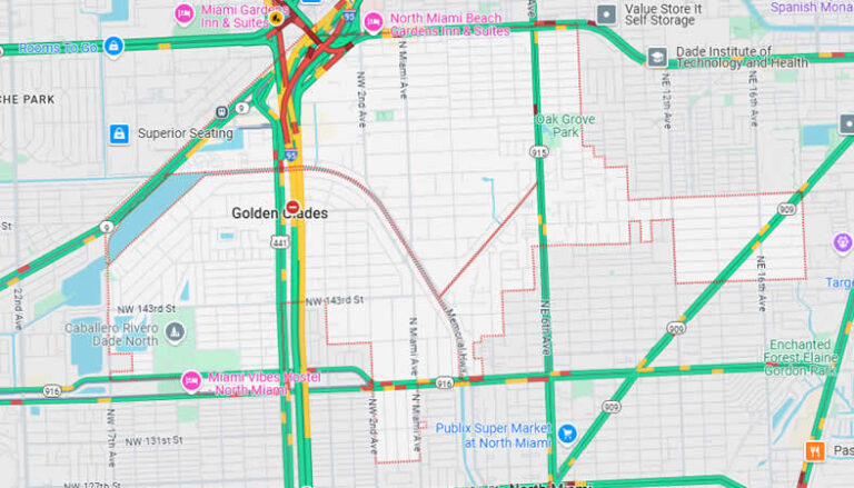 Mapa y calles, información general de Golden Glades (Miami-Dade ...