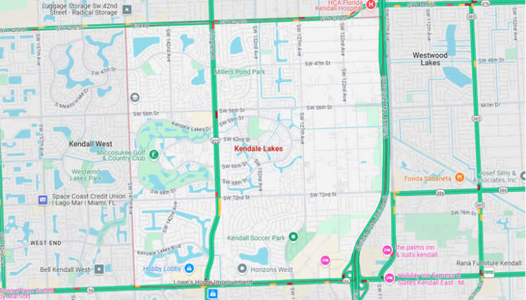 Mapa y calles, información general de Kendale Lakes (Miami-Dade ...