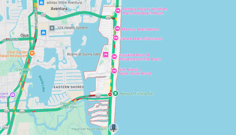 Mapa y calles, información general de Sunny Isles Beach (Miami-Dade ...