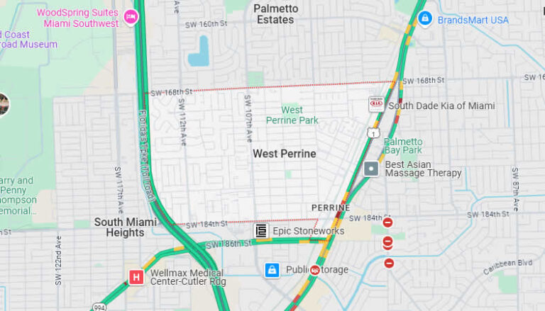 Mapa y calles, información general de West Perrine (Miami-Dade ...