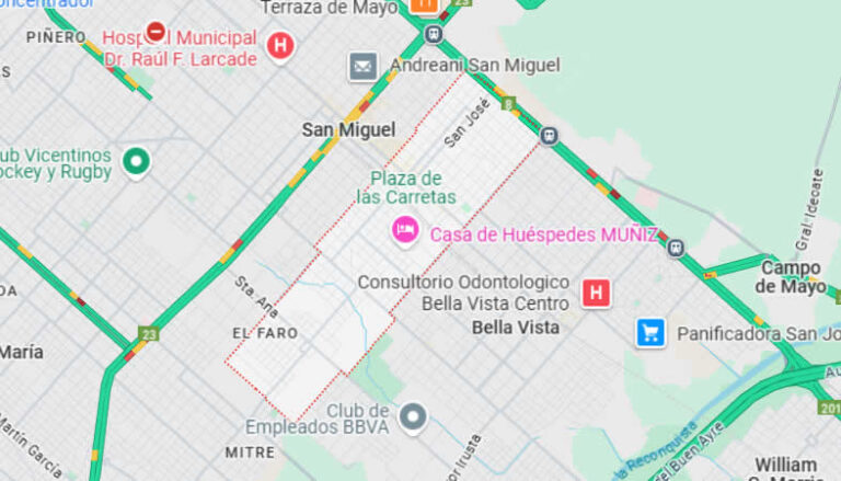 Mapa y calles, información general de Muñiz - Urbano Cotidiano
