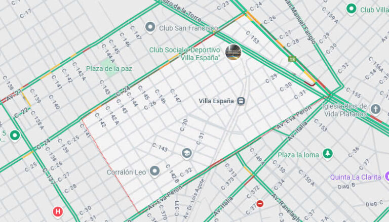 Mapa y calles, información general de Villa España - Urbano Cotidiano